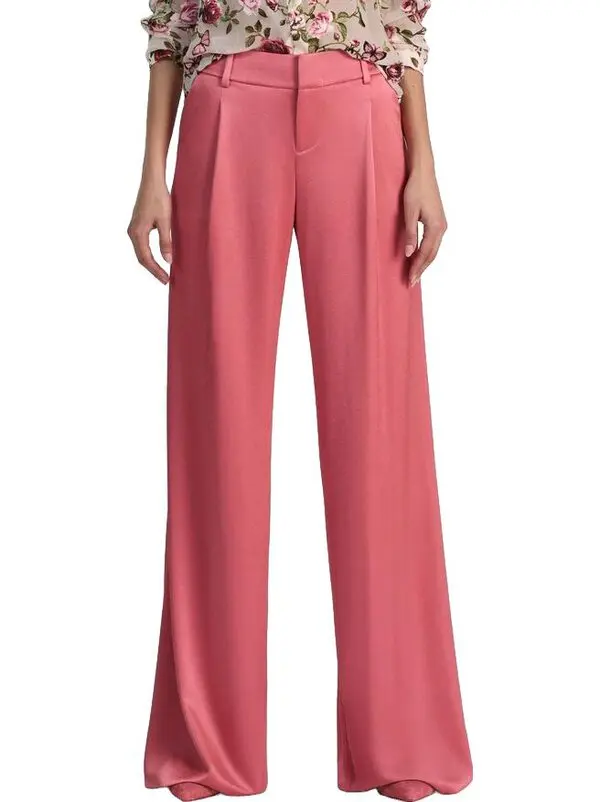 Alice + Olivia Eric Wide Leg Trousers - Burgundy