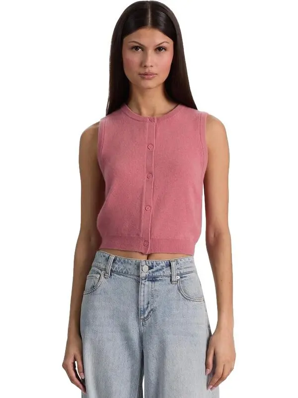 Alice + Olivia Loly Button-front Cashmere Vest - Burgundy