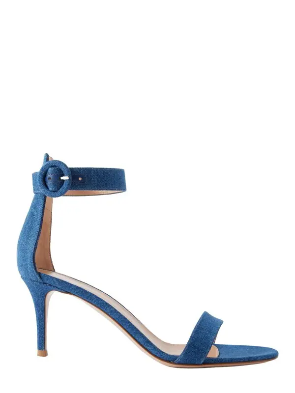 GIANVITO ROSSI Portofino 70 Denim Sandals - Blue
