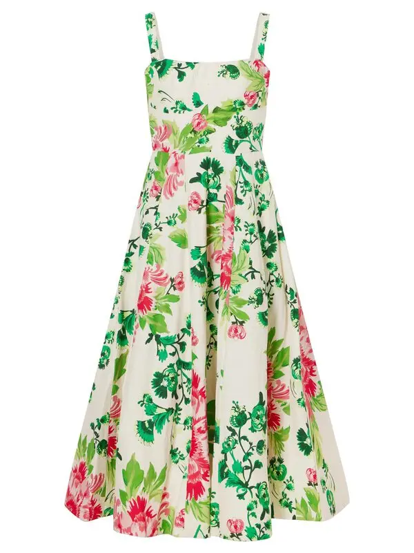 Saloni Sabrina Floral-print Woven Midi Dress - Multi