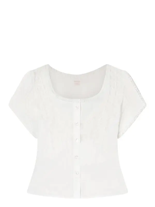 Loretta Caponi Angela Lace-trimmed Cotton Blouse - White