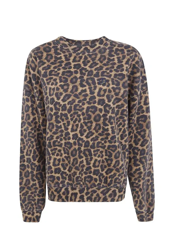 ANINE BING Miles Leopard Print Sweatshirt - Brown