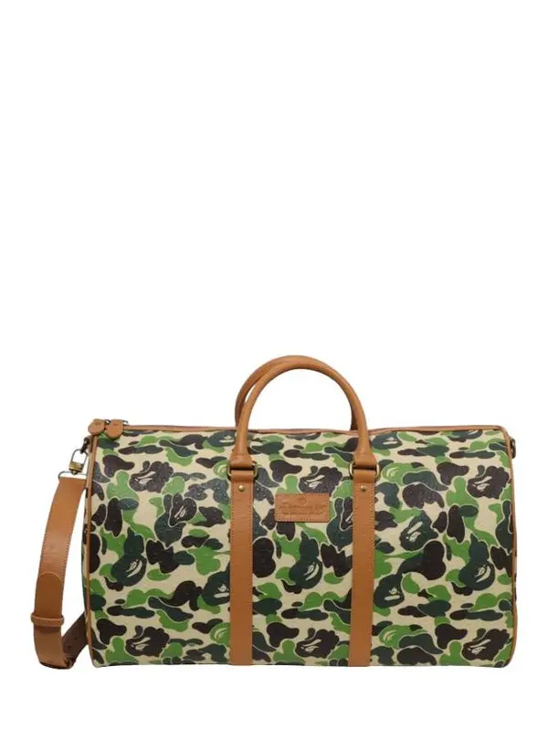 A BATHING APE Abc Camo Pu Ostrich Boston Bag - Army Green