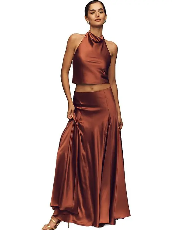REFORMATION Sera Silk Top And Skirt Set - Rosewood