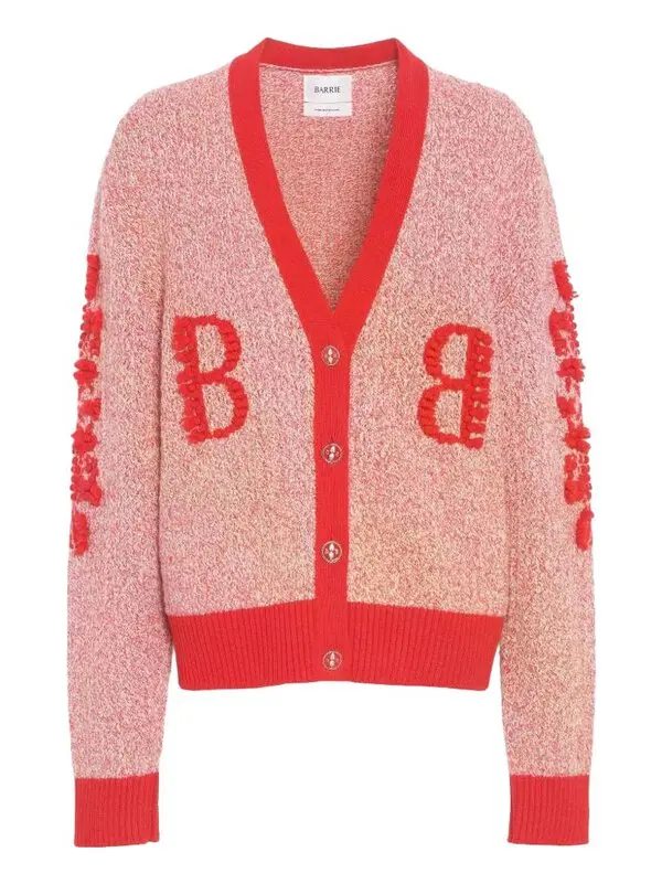 BARRIE B-logo Cashmere Cardigan - Red