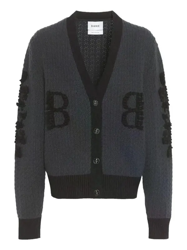 BARRIE B-logo Cashmere Cardigan - Grey