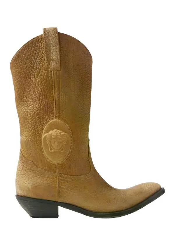 Versace Medusa-patch Cowboy Boots - Neutrals