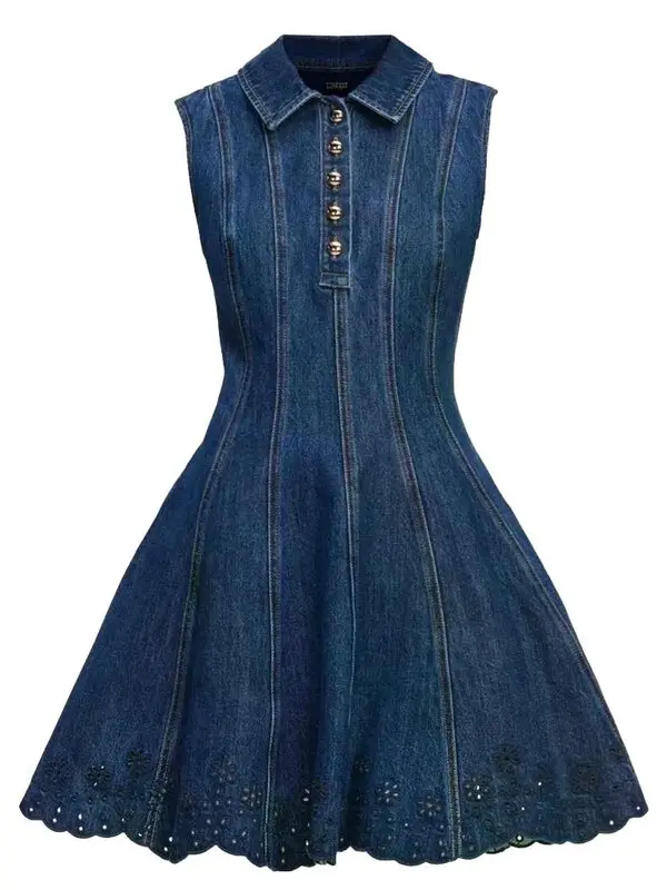SELF-PORTRAIT Collared A-line Dress - Blue