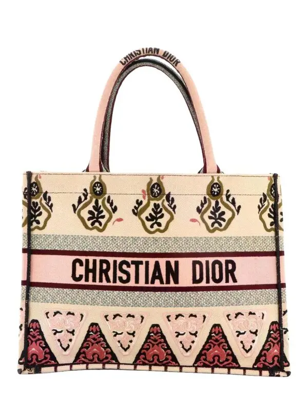 Dior Book Embroidered Canvas Medium Tote Bag - Neutrals