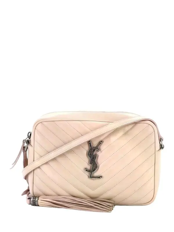Saint Laurent Lou Camera Bag Matelasse Chevron Leather Small - Neutrals