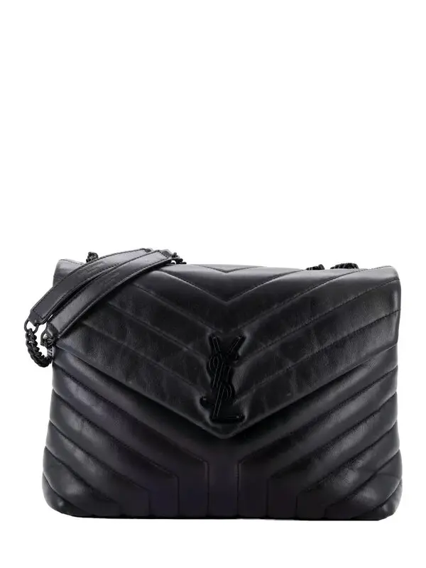 Saint Laurent Loulou Matelasse Chevron Leather Medium Shoulder Bag - Black