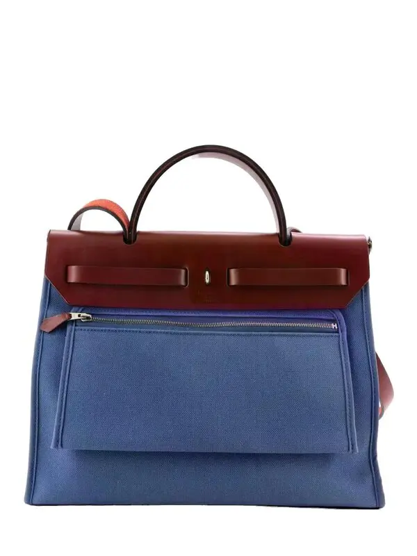 Hermès Herbag Zip 31 Shoulder Bag Leather And Toile - Blue