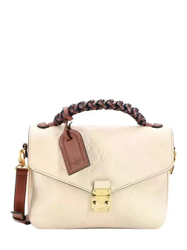 LOUIS VUITTON Braided Handle Pochette Metis Monogram Empreinte Leather Crossbody Bag - Neutrals