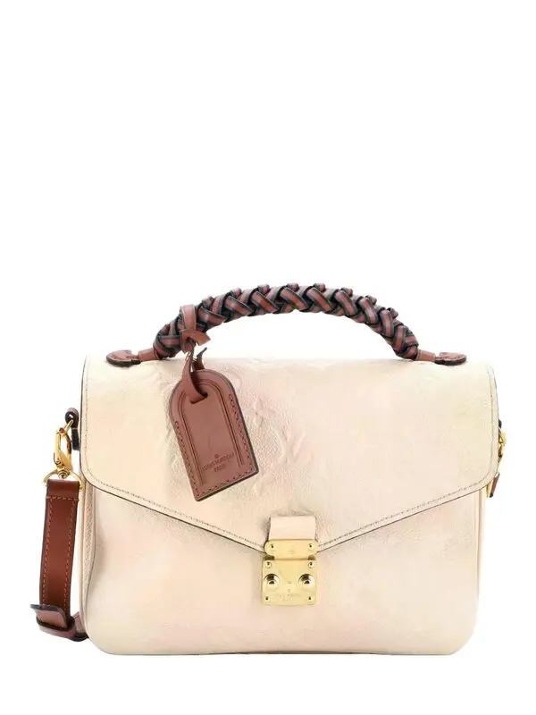 LOUIS VUITTON Braided Handle Pochette Metis Monogram Empreinte Leather Crossbody Bag - Neutrals