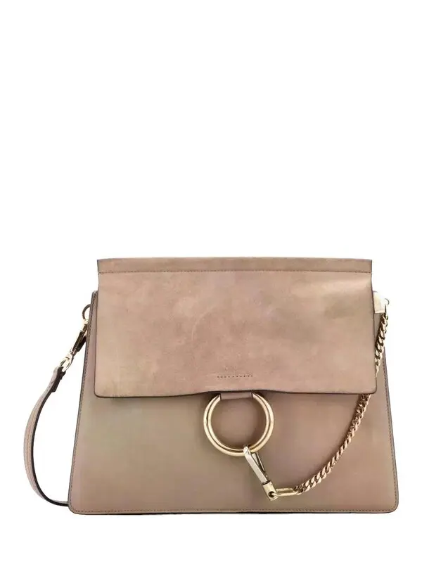 Chloé Faye Leather And Suede Medium Shoulder Bag - Neutrals