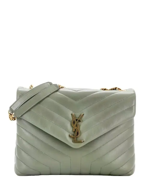 Saint Laurent Loulou Matelasse Chevron Leather Medium Shoulder Bag - Green
