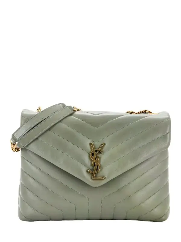 Saint Laurent Loulou Matelasse Chevron Leather Medium Shoulder Bag - Green