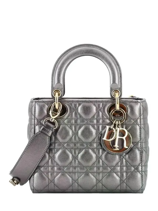 Dior My Abcdior Lady Bag Metallic Cannage Quilt - Grey