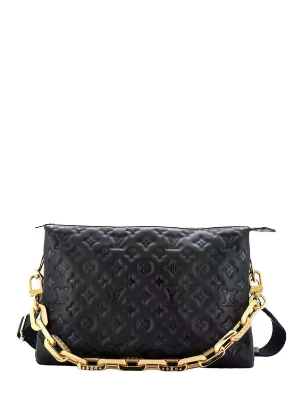 LOUIS VUITTON Coussin Mm Crossbody Bag Monogram Embossed Lambskin - Black