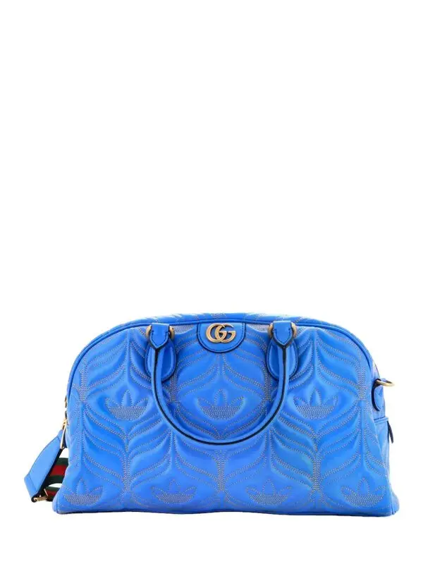 Gucci X Adidas Duffle Bag Quilted Leather Medium - Blue