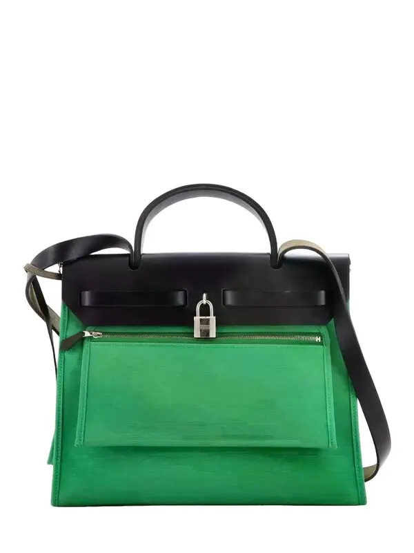 Hermès Herbag Zip 31 Shoulder Bag Leather And Toile - Green