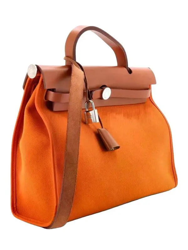 Hermès Herbag Zip 31 Shoulder Bag Leather And Toile - Orange