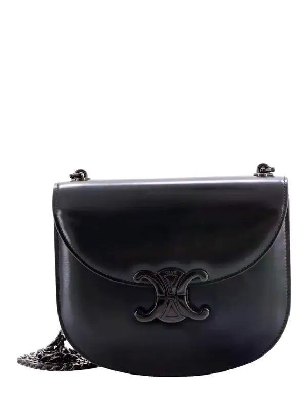 Celine Triomphe Besace Clea Chain Flap Bag - Black