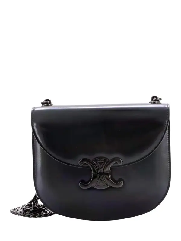 Celine Triomphe Besace Clea Chain Flap Bag - Black