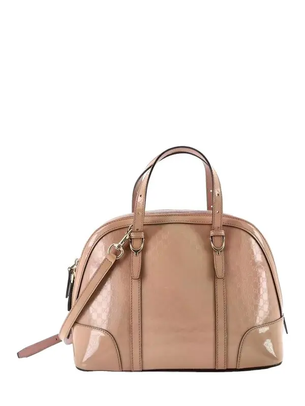 Gucci Micro Guccissima Patent Small Satchel Top Handle Bag - Neutrals