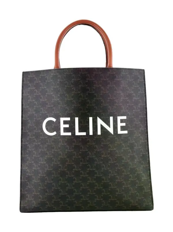 Celine Vertical Cabas Triomphe Coated Canvas Large Tote Bag - Brown
