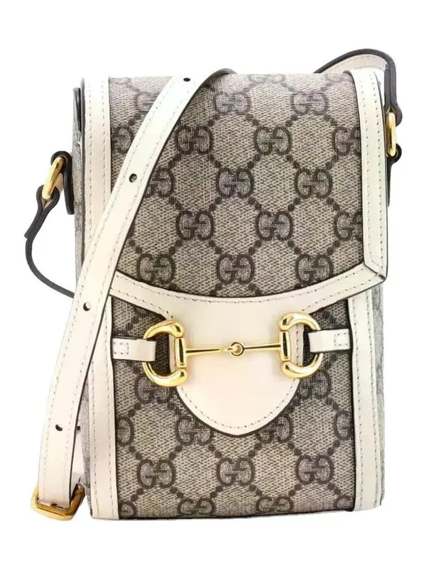 Gucci Horsebit 1955 Gg Coated Canvas Mini Crossbody Bag - White