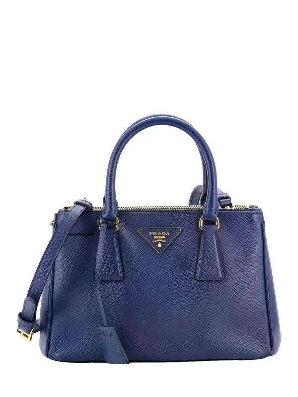 Prada Double Zip Lux Saffiano Leather Small Tote Bag - Blue