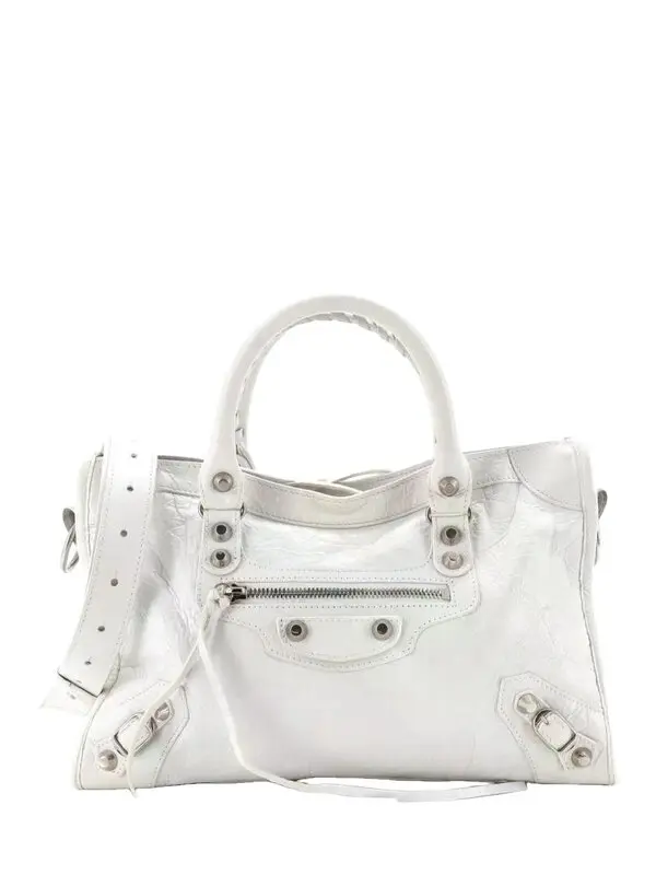 Balenciaga City Classic Studs Leather Satchel Small - White