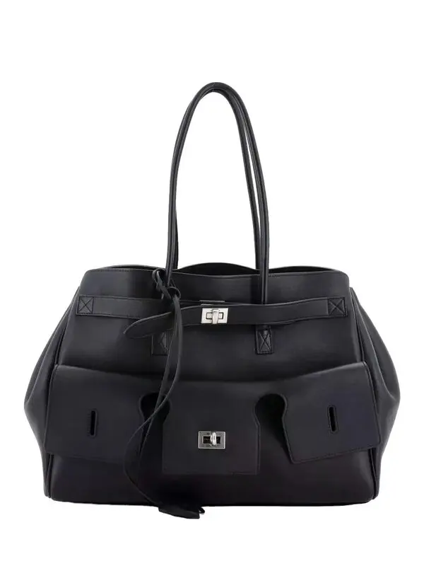 Balenciaga Bel Air Medium Leather Tote Bag - Black