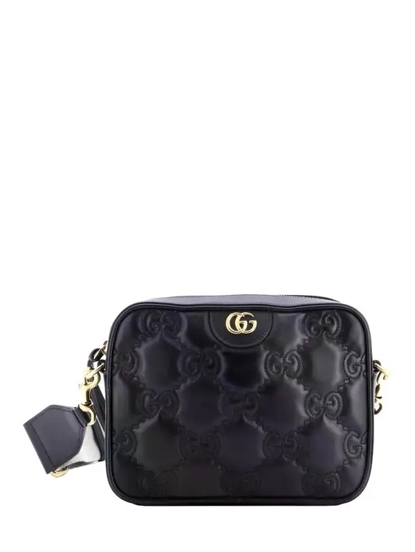 Gucci Zip Camera Bag Gg Matelasse Leather Small Shoulder Bag - Black