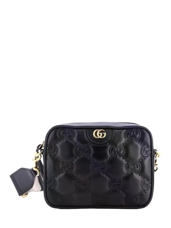 Gucci Zip Camera Bag Gg Matelasse Leather Small Shoulder Bag - Black