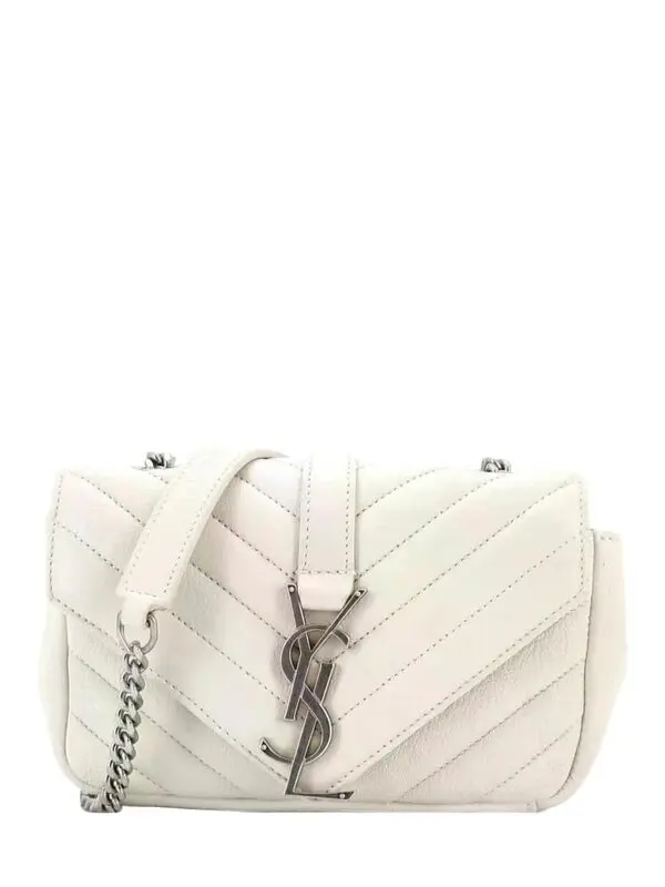 Saint Laurent Classic Monogram Matelassé Chevron Baby Crossbody Bag - White