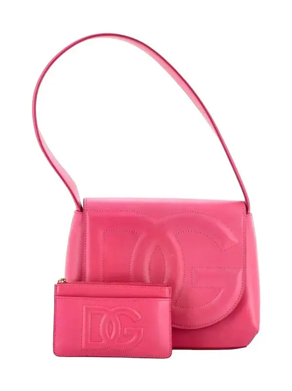 Dolce & Gabbana Dg Logo Flap Hobo Leather Small Shoulder Bag - Pink