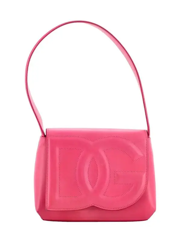 Dolce & Gabbana Dg Logo Flap Hobo Leather Small Shoulder Bag - Pink
