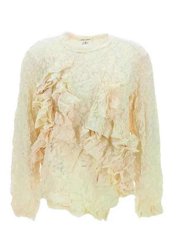 Comme Des Garçons Ruffled Floral Blouse - Neutrals