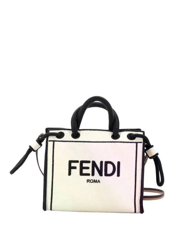 Fendi Roma Shopper Canvas Mini Tote Bag - Neutrals
