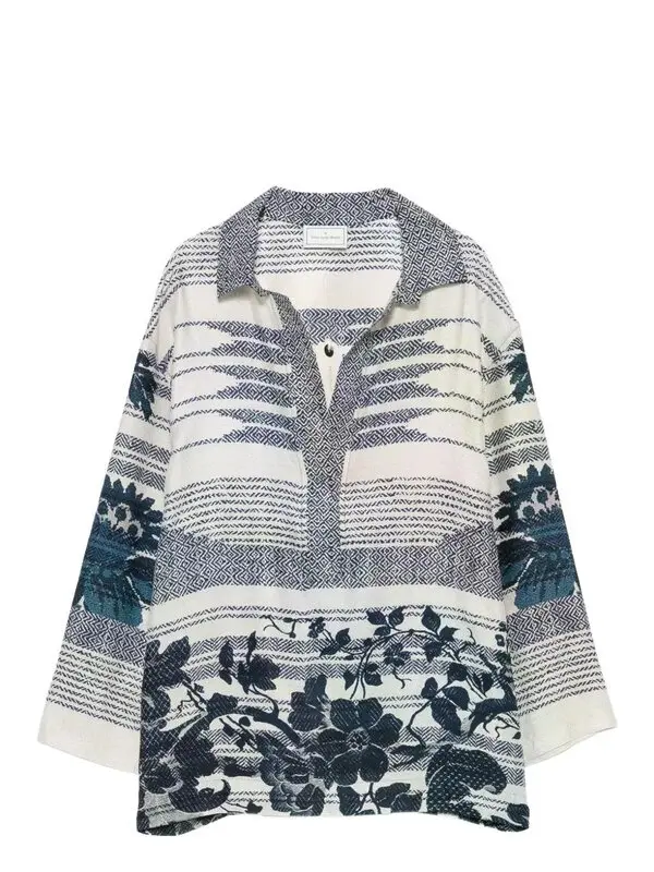 PIERRE-LOUIS MASCIA Floral-print Long-sleeve Blouse - Grey