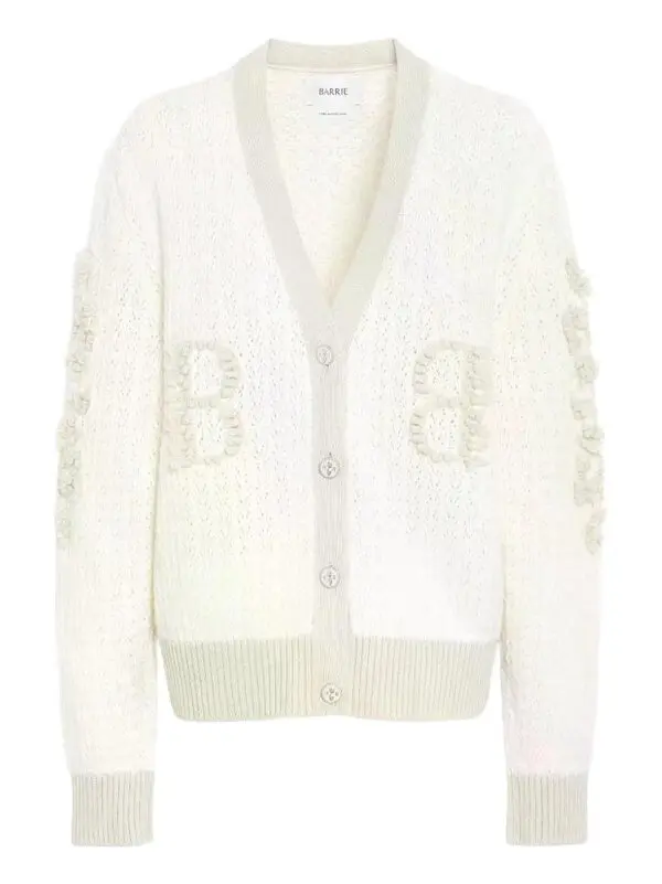 BARRIE B-logo Cashmere Cardigan - Neutrals