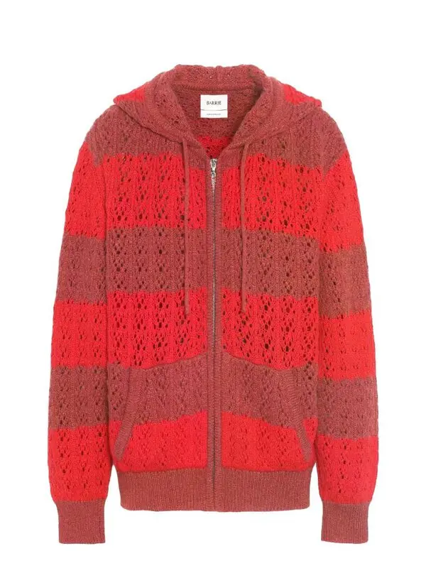 BARRIE Striped Zip-up Hoodie - Red
