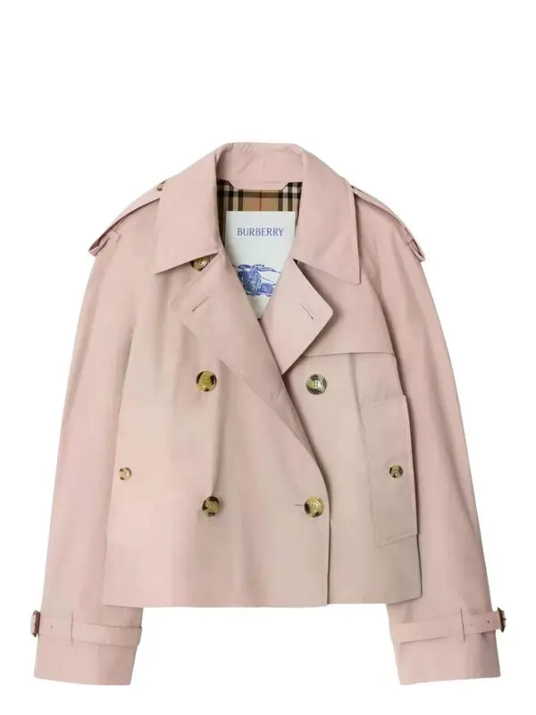 Burberry Cropped Tropical Gabardine Mayfair Trench Jacket - Pink