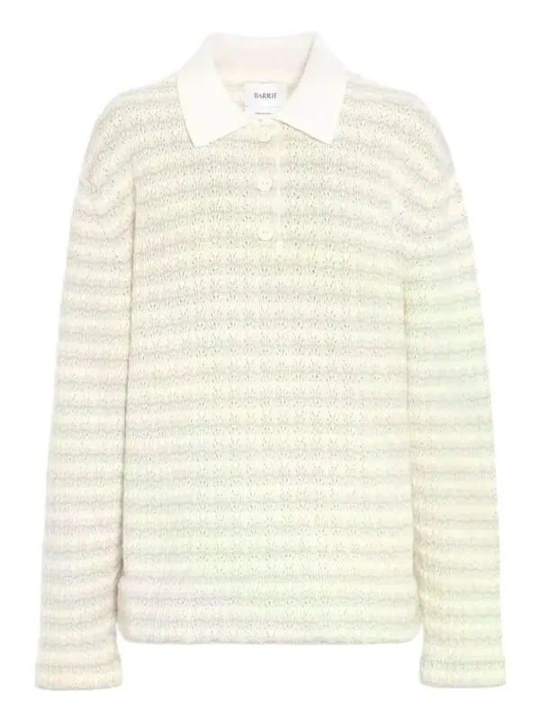 BARRIE Striped Polo Top - Neutrals