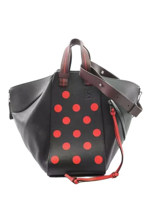 Loewe 2000s Polka Dot Leather Tote Bag - Black