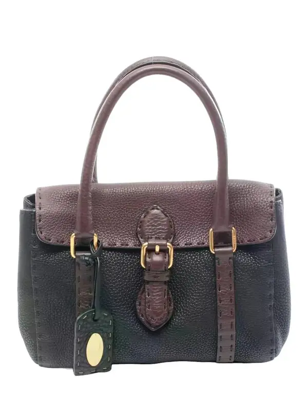 Fendi 2010s Mini Linda Selleria Leather Tote Bag - Black