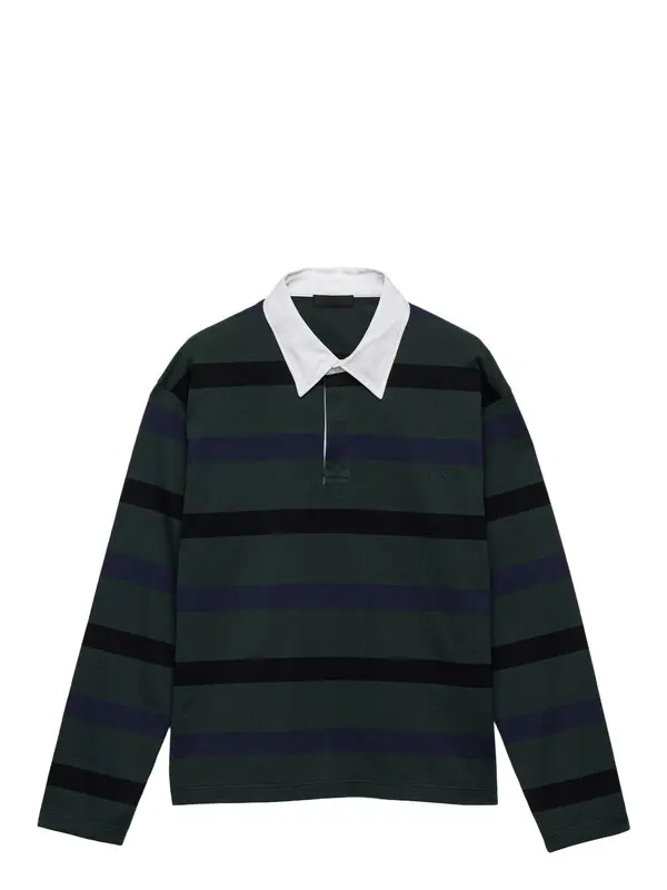 Prada Long-leeved Cotton Polo Hirt - Green