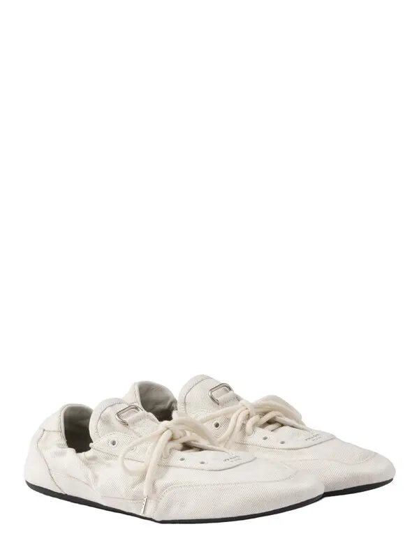 Prada Collapse Denim Sneakers - White
